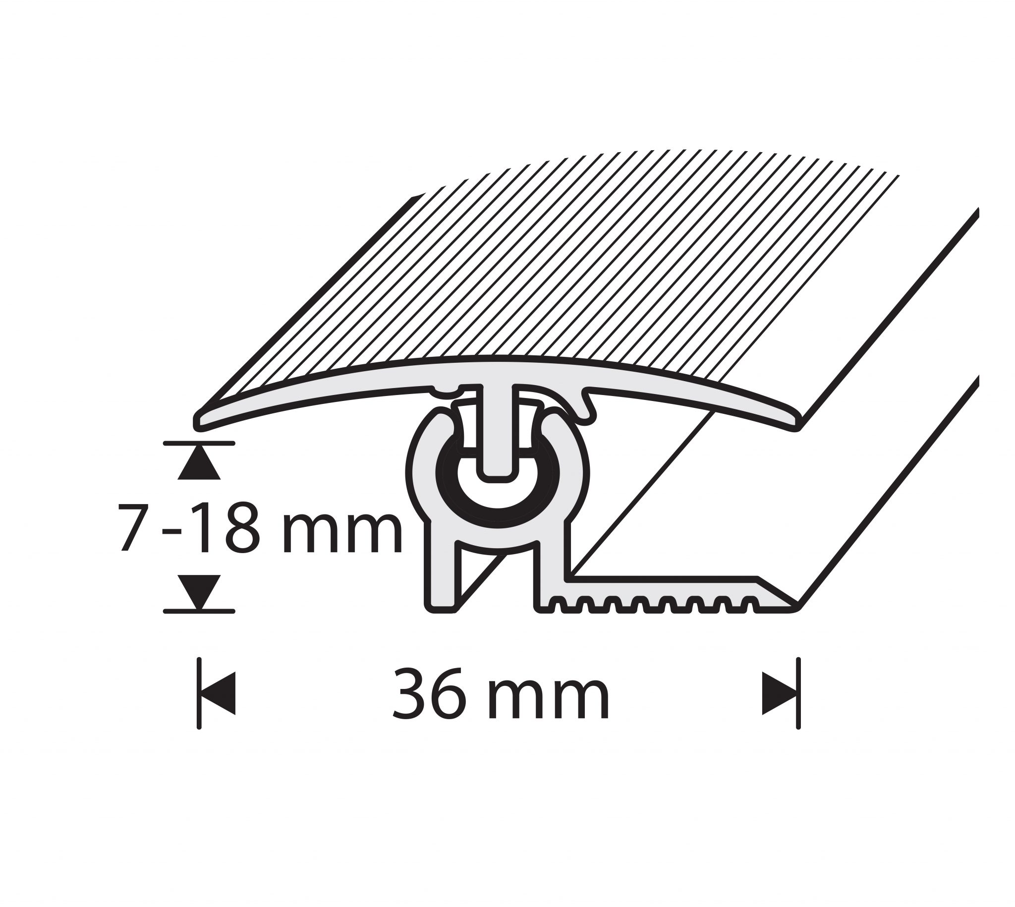 COVERSTRIP 36MM GOLD ANODIZED 7-18MM GRILLED 2700MM - Duuri Oy